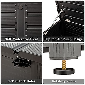 TECSPACE 100KG bearing capacity, swimming pool/indoor/outdoor storage box ，100% Aluminum Deck Box Outdoor/Indoor Storage Box Waterproof,Japanese Environmental Spray &Sun Protection Technology,Black Patio Storage Box For Cushion,Garden Tools,Pool Toys