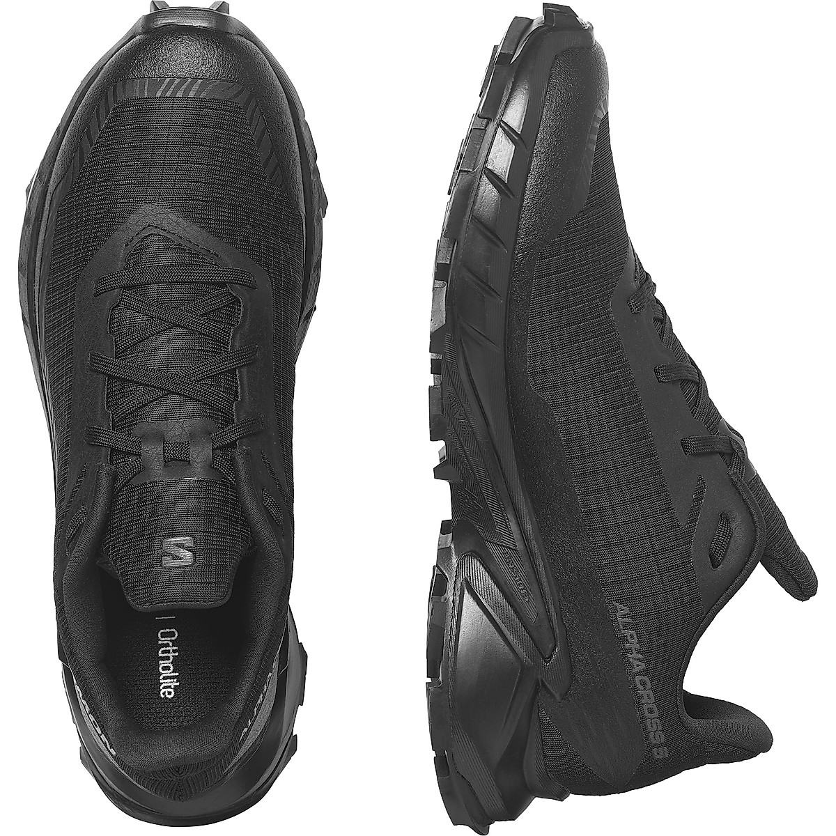 Salomon Women's ALPHACROSS 5 Trail Running Shoes for Women, Black / Black / Ebony, 6.5