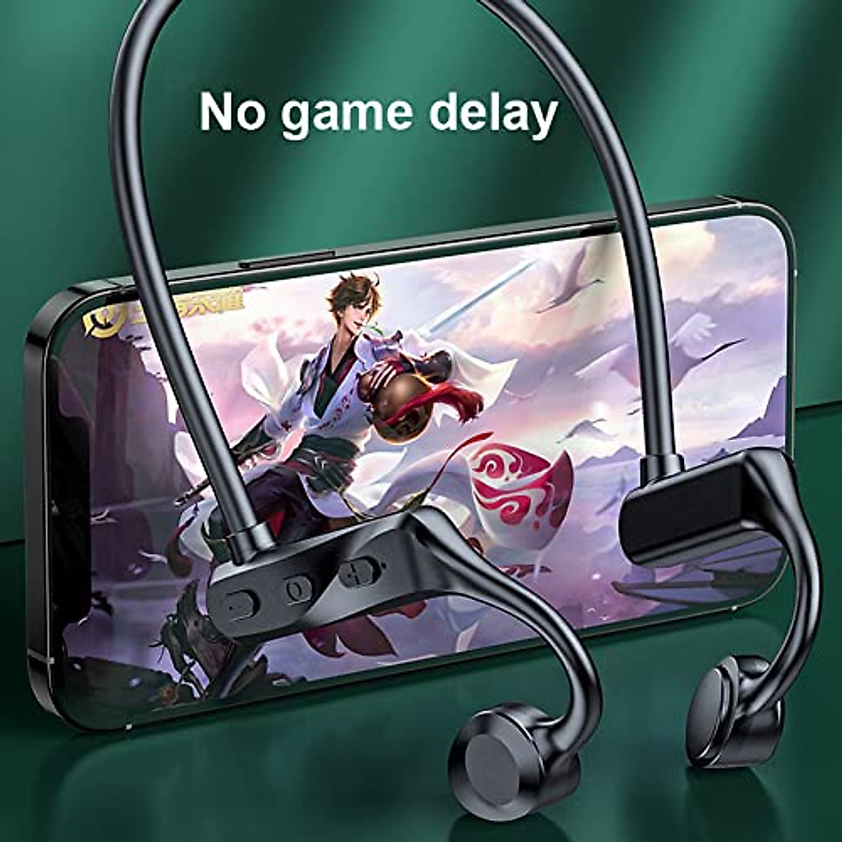 PUOX Bone Conduction Headphones, Bluetooth 5.0 Open Back Headphones, Sports Sweatproof Headphones, Built-in Microphone Wireless Headphones for Running, Cycling, Rock Climbing