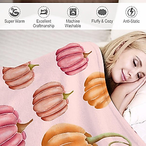 MEIKKO Fall Pumpkins Blanket, Fleece Cozy Warm Throw Blanket for Couch Sofa Bed for Women,Kids,Teens,Gift 50X60 inches