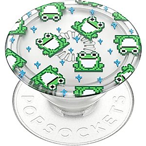 PopSockets Plant-Based Phone Grip with Expanding Kickstand, Eco-Friendly PopSockets for Phone - Translucent 8 Bit Frogs