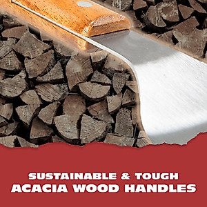 BBQ-AID Pro BBQ Metal Spatula - 17" Barbecue Spatula Stainless Steel with Serrated Knife Edge -Solid & Sturdy Turner Spatula- Acacia Wood Handle- Heavy Duty Built to Last Kitchen Spatula