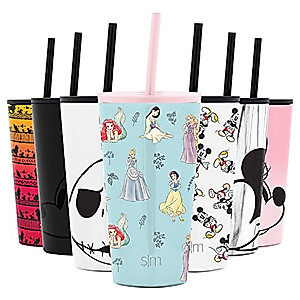Simple Modern Disney Insulated Tumbler Cup with Flip Lid and Straw Lid | Gifts for Women Men Reusable Stainless Steel Water Bottle Travel Mug | Classic Collection | 16oz Princesses Royal Beauty