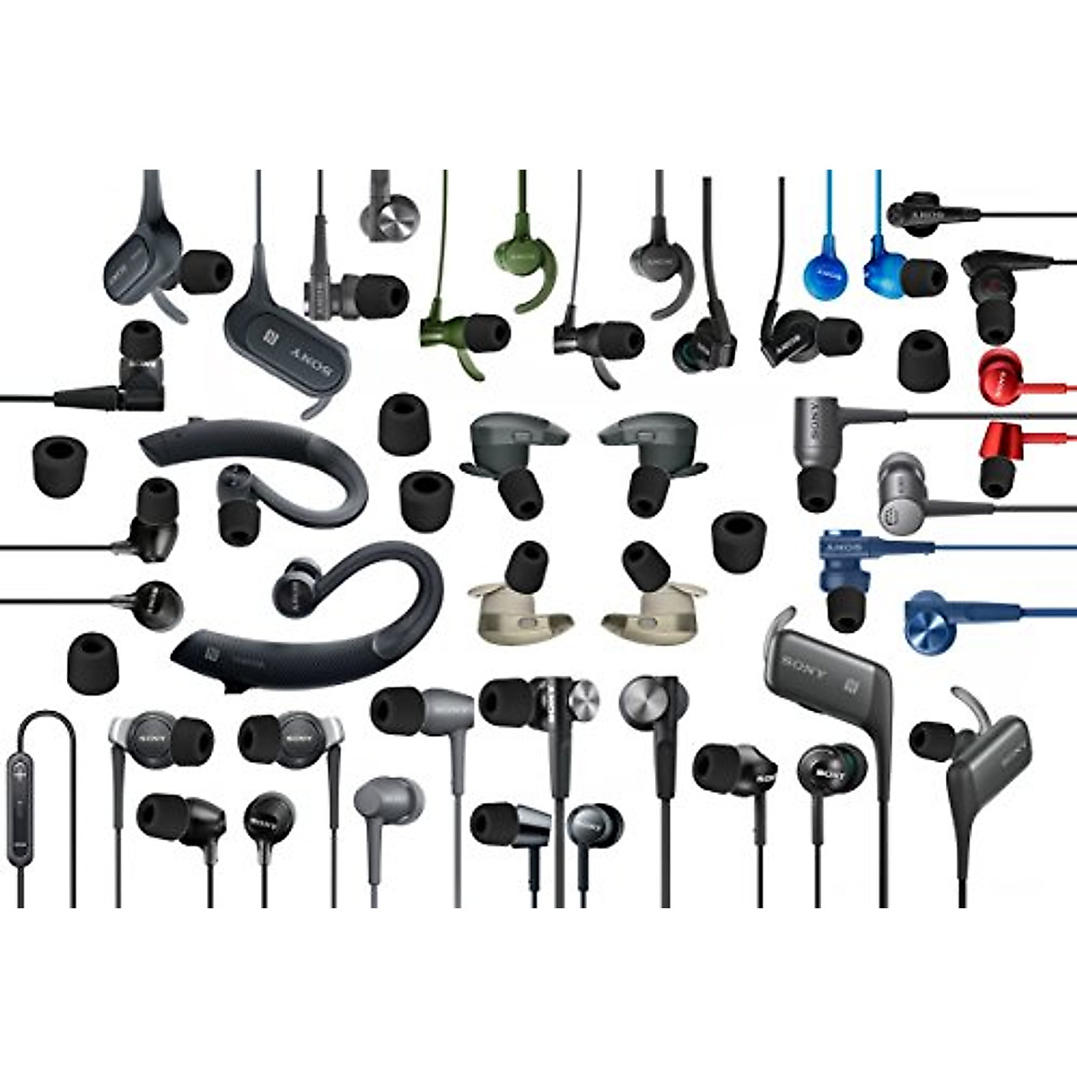 12 pcs Small Size (S-BHB-BMF-sB) Hybrid and Memory Foam Replacement Set Adapters Earbuds Ear Tips Compatible with Sony in-Ear Earphones Headsets