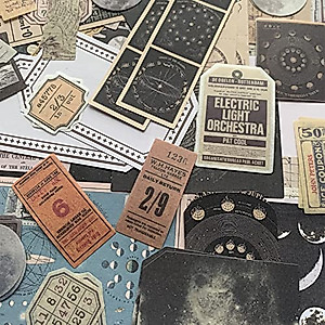 200pcs Aesthetic Stickers for Journaling - Vintage Scrapbook Stickers Journaling Supplies Space Moon Stickers Scrapbooking Supplies Paper for Witch Bullet Journals Supplies Kit Junk Journal Planners