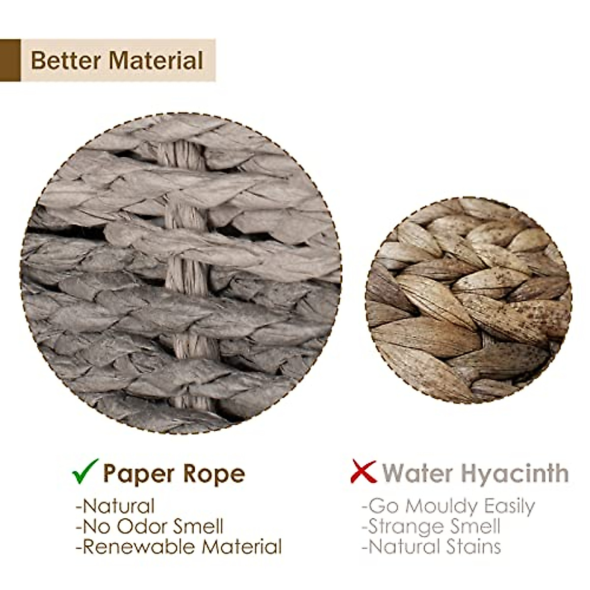 AELS Woven Baskets for Storage, Natural Hand-woven Storage Baskets for Organizing, Cubby Cubes Storage Bins for Shelves, 11" Modern Farmhouse Square Storage Cubes with Handles, Ombre Gray, 2 Pack