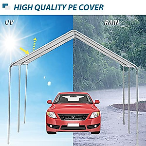 Outsunny 10'x20' Carport Heavy Duty Galvanized Car Canopy with Included Anchor Kit, 3 Reinforced Steel Cables, White