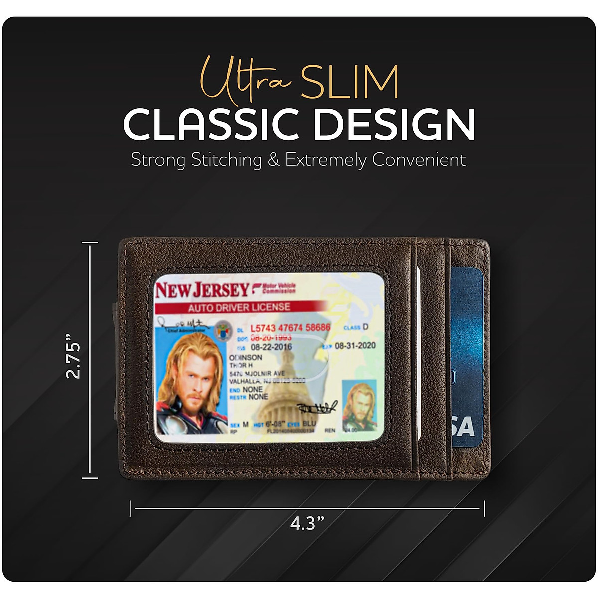 Money Clip Leather Wallet For Men Slim Front Pocket RFID Blocking with Super Strong Magnetic