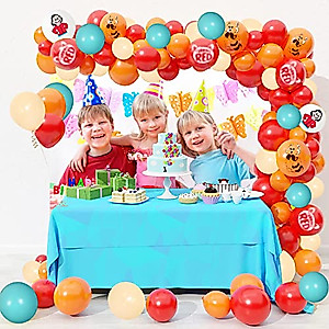 114 Pcs Red Panda Balloons Arch Garland Kit Decorations, Red Orange Green Latex Balloons for Kids Red Panda Birthday Party Supplies