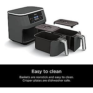 Ninja DZ201BK Foodi 6-in-1 2-Basket Air Fryer with DualZone Technology, 8-Quart Capacity (Black Stainless) (Renewed)