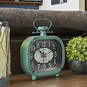 La Crosse 404-3425 Distressed Teal Metal Clock