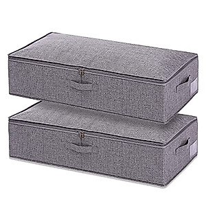 Sillars Under Bed Storage, Foldable Under Bed Storage Containers with Sturdy Structure for Organizing Clothes, 2 Pack, Grey, 30"L x 15"W x 6.7"H