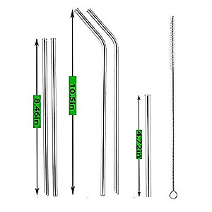 The Finest Pack of 5 Reusable Stainless Steel Straws with Case, BPA Free Metal Straws for Drinking cold Coffee, Beverages and Smoothies