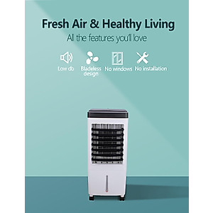 Evaporative Air Cooler,3-IN-1 Portable Air Conditioners Remote Control, 70° Oscillation Energy Efficient Air Cooler for Room Bedroom Home Indoor