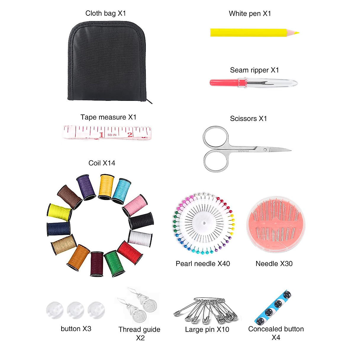 JANREAY Sewing Kit with 94 Sewing Accessories, Sewing Kit Travel Sewing Accessories for Beginners, Yarn Rolls, Sewing Needles, Yarn, Thimble, Tape Measure etc