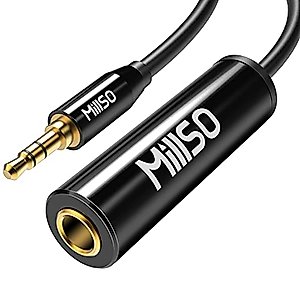 MillSO 1/4 to 3.5mm Instrument Cable, TRS Headphone Adapter 6.35mm Female to 3.5mm Male 1/8 to 1/4 Stereo Audio Adapter for Amplifier, Guitar, Piano, Speaker to Phone, Laptop, Headphone - 12inch/30cm