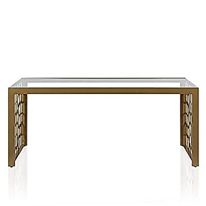 CosmoLiving by Cosmopolitan CosmoLiving Juliette Top, Soft Brass, Tempered Glass Coffee Table, 46.0 in x 24.0 in x 19.0 in