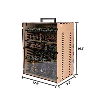Miniature Carrying Case, Miniature Storage Case, Miniature Transport Case with Transparent Acrylic Panel Compatible with WH 40k, AoS, DND and More