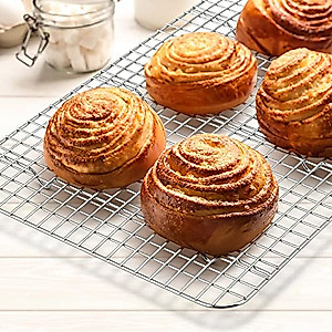 Cooling Rack Set of 2, E-far 1/2 Sheet Baking Racks for Oven Cooking Roasting Grilling, Stainless Steel 16.6” x 11.6” Wire Rack for Cookie Cake Bacon Meat Resting, Non-toxic Metal & Dishwasher Safe