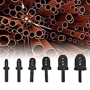 6Pcs Copper Pipe Swaging Tool Drill Bits,Professional Manual Flaring Tool Drill Bit Set 1/4 3/8 1/2 5/8 3/4 7/8