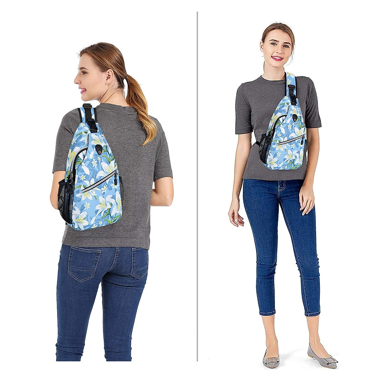 MOSISO Sling Backpack, Multipurpose Travel Hiking Daypack Rope Crossbody Shoulder Bag, Hedychium