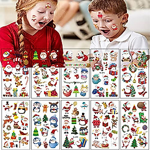 116 Pieces Christmas Temporary Tattoo for Kids Santa Claus Tattoo Stickers Waterproof Reindeer Candy Tree Socks Fake Tattoos Decoration for Women Adult Face Body Tattoo Accessories Christmas Eve Party Favor