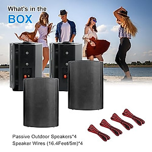 Herdio 6.5 Inches Outdoor Speakers Wired Waterproof Passive,Wall Mount Speakers with 800 Watts Powerful Bass for Home Patio Garden Covered Deck,All-Weather Durability,Black(2 Pairs)