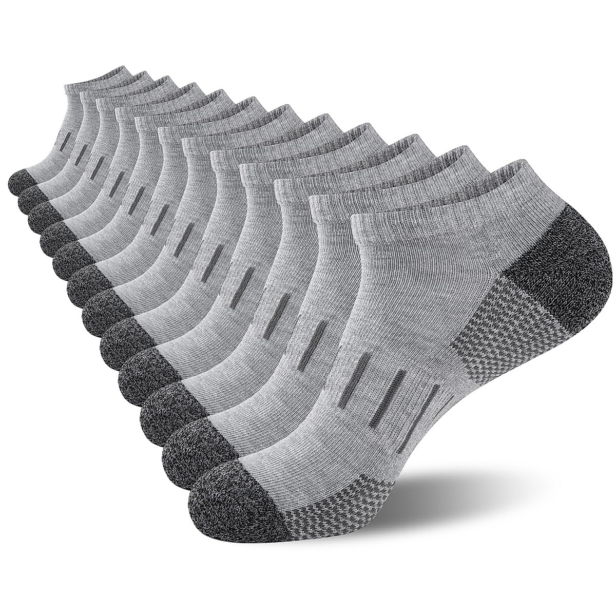 Heatuff Mens Athletic Ankle Socks Moisture Wicking Cushion Running Low Cut Sock 6 Pack