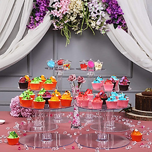 BalsaCircle 7 Tiers Clear Round Crystal Acrylic Cupcake Stand - Tiered Dessert Food Display Serving Tower Birthday Party Wedding