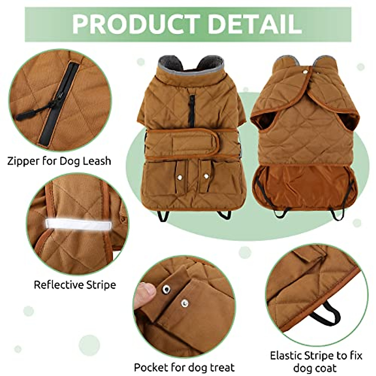 ASENKU Dog Coat for Winter Waterproof Dog Winter Coat Dog Jacket, Dog Hunting Vest for Small Medium and Large Dogs with Pocket & Zipper Leash Hook