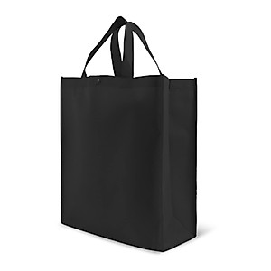 Simply Green Solutions - Reusable Grocery Bags, Durable Large Tote Bags, Shopping Bags for Groceries, Utility Tote, Reusable Gift Bags With Handles, 14 x 16.5 x 6, Pack of 10, Black