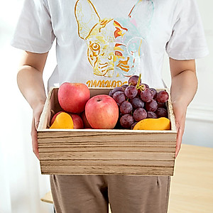 Quanshu 3-Piece Antique Wooden Nesting Storage Box With Twisted Rope Handle For Storage | Country Decoration (brown 658)