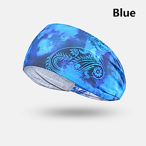 KeeLeePee Yoga Headbands for Women, Workout Non Slip Wide Headband Elastic Soft Head Sweat Bands for Fitness Sport Yoga Running Cycling Hiking Headscarf (Blue)