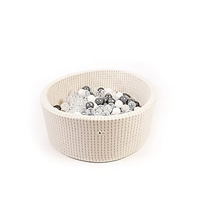 Little Big Playroom | Memory Foam Ball Pit for Toddlers | Indoor Kids Ball Pit | Soft Washable Cover | Perfect for Baby Play Room | Includes 200 Balls (Triangle on Ivory)