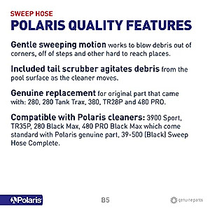 Polaris Genuine Parts B5 Sweep Hose Complete Replacement for pressure-side pool cleaner 280, 280 Tank Trax, 380, TR28P