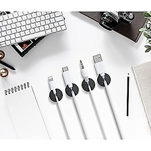 12 Pack Cable Clips, Znben Cord Organizer Holder Adhesive Cord Management Charger Wire Holder Clips for Desk, Home, Office, Car, Cubicle, Nightstand - Black