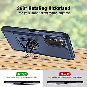 Bonkier Samsung Galaxy A03S Case, Samsung A03S Case with 2X Tempered Glass Screen Protector,[Military Grade] Shockproof Built-in Magnetic Kickstand Phone Case for Samsung Galaxy A03S (Blue)