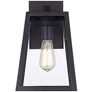 John Timberland Arrington Modern Industrial Outdoor Wall Light Fixture Black 13" Clear Glass Antique Edison Style Bulb Exterior House Porch Patio Outside Deck Garage Yard Front Door Garden Home