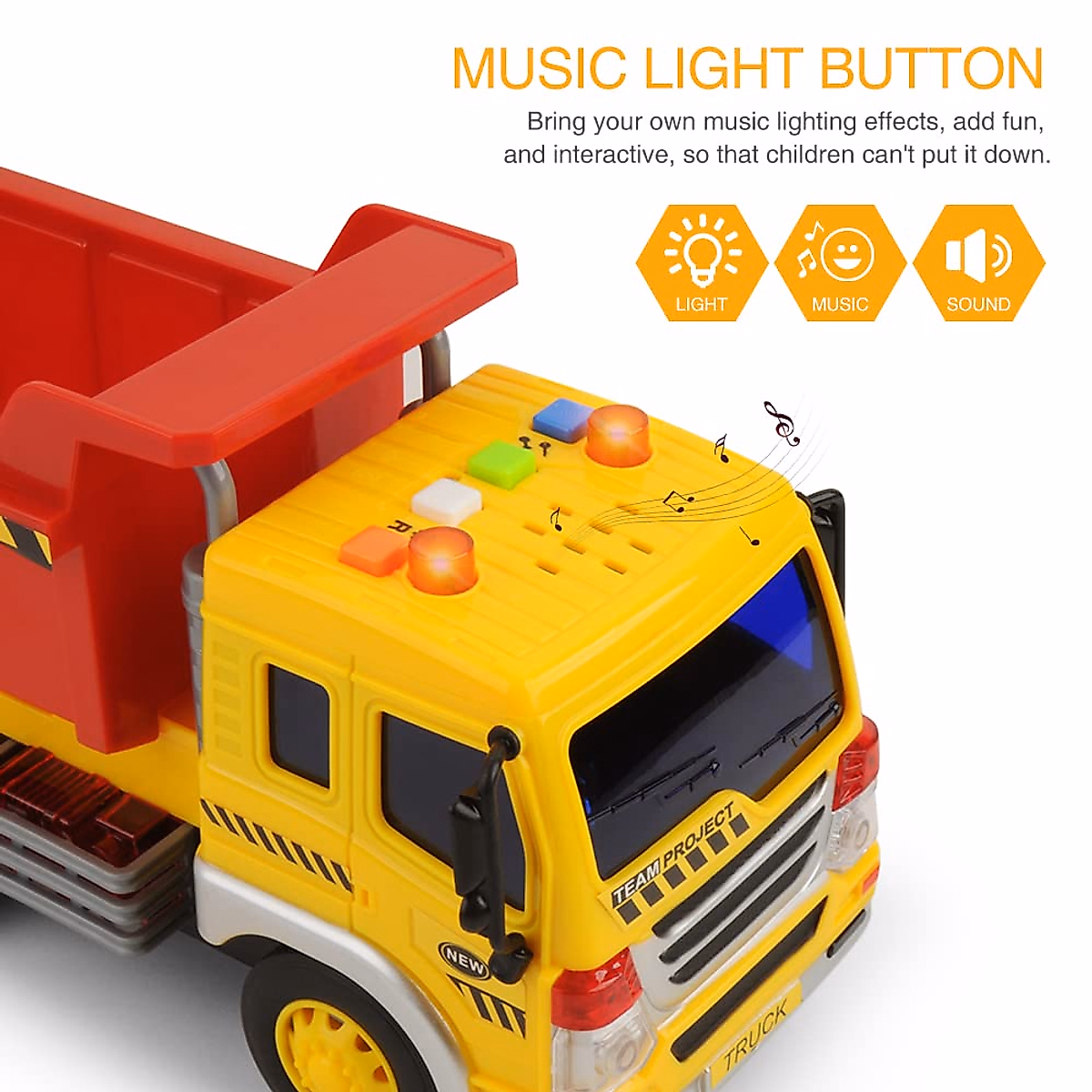 TOYABI 1:16 Scale Realistic Construction Dump Truck Toy Set with Lights & Sounds - Perfect for Boys Age 3-7