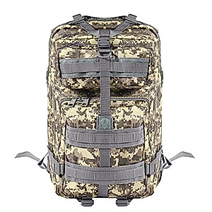 Flexzion Assault Pack Backpack - 40L Large Tactical Bags for Men Military Style Backpack, MOLLE Bug Out Gear Backpack, Water-Resistant RuckSack Army Backpack for Men and Women - Arctic Camouflage