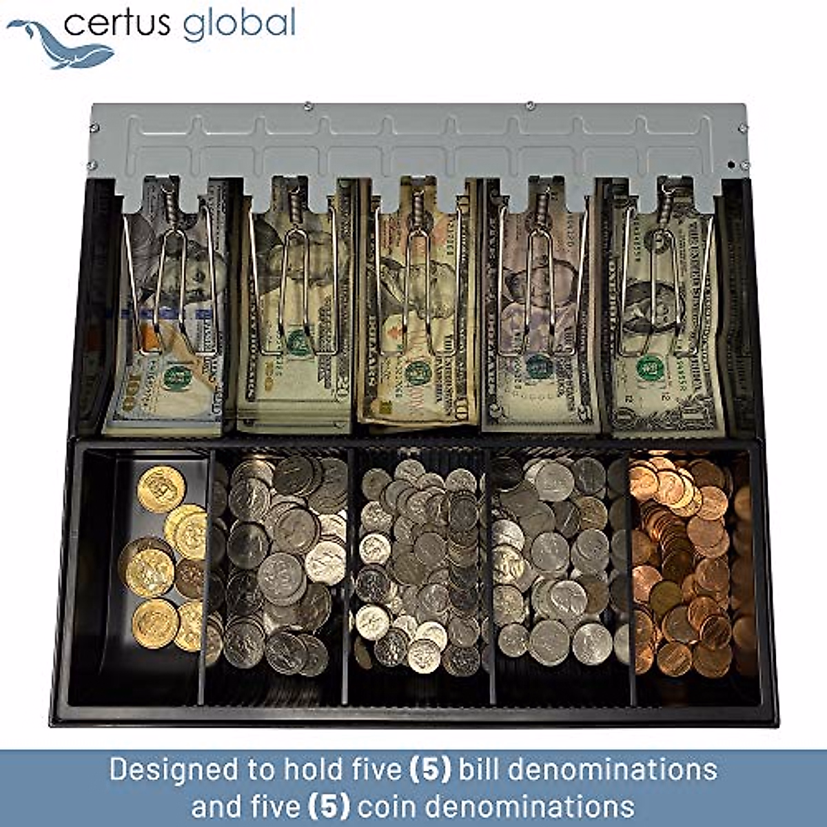 Certus Global Cash Drawer Insert Tray 5 Bills/5 Coins -367mm x 326mm x 60mm