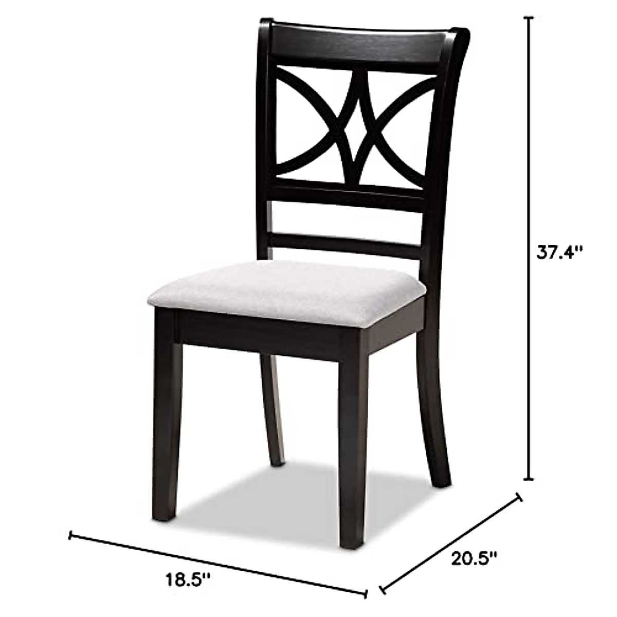 Baxton Studio Clarke Dining Chair Set and Dining Chair Set Grey Fabric Upholstered and Espresso Brown Finished Wood 4-Piece Dining Chair Set