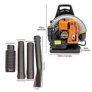 65cc Backpack Leaf Blower Gas Powered 3.6HP 2 Stroke Backpack Blower Gas Blower Snow Blower Lawn Blower Gasoline Backpack Leaf Blower for Lawn Care (65cc)