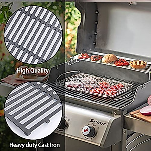 Hongso 18 7/8 Grill Grates and Heat Deflectors Replacement for Weber Genesis II 210 and Genesis II LX 240 Series Gas Grills 2017 and Newer, 66094 66801 66039 66684