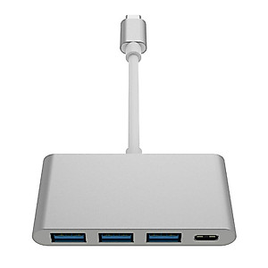 CUJUX USB3.0, 5Gbps High-Speed Transmission Type C to USB 3.1/PD+3USB 3.0 HUB Adapter USB Type C Hub (Color : Silver)