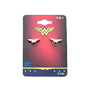 DC Comics Women's Wonder Woman Gold Plated Stud Earrings, One Size