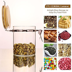 Matifaner Glass Coffee Storage Containers with Measuring Spoon, Airtight Food Storage jars with Lids, Glass Coffee Canister with Shelf and Scoop for Coffee,Sugar, Loose Tea, Set of 2 (27OZ×2P)