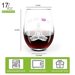 Funny Wine Glasses - Stemless Funny Wine Glasses for Women, Cute Wine Glass for Best Friend Gag Gift, Stemless 17oz with Gift Box, White Elephant Gifts for Hilarious Party, Event, Hosting Fun