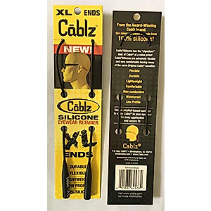 Cablz | XL Silicone Eyewear Retainer | Waterproof Eyewear Retainer Strap | 16 in XL Ends (Black)