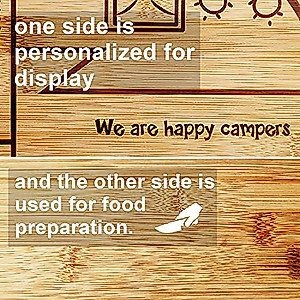 Happy Camper Bamboo Cutting Board,Retro RV Engraved Camping Cutting Board, Camper Decor RV Gift for Couple,Camping,Housewarming&Party